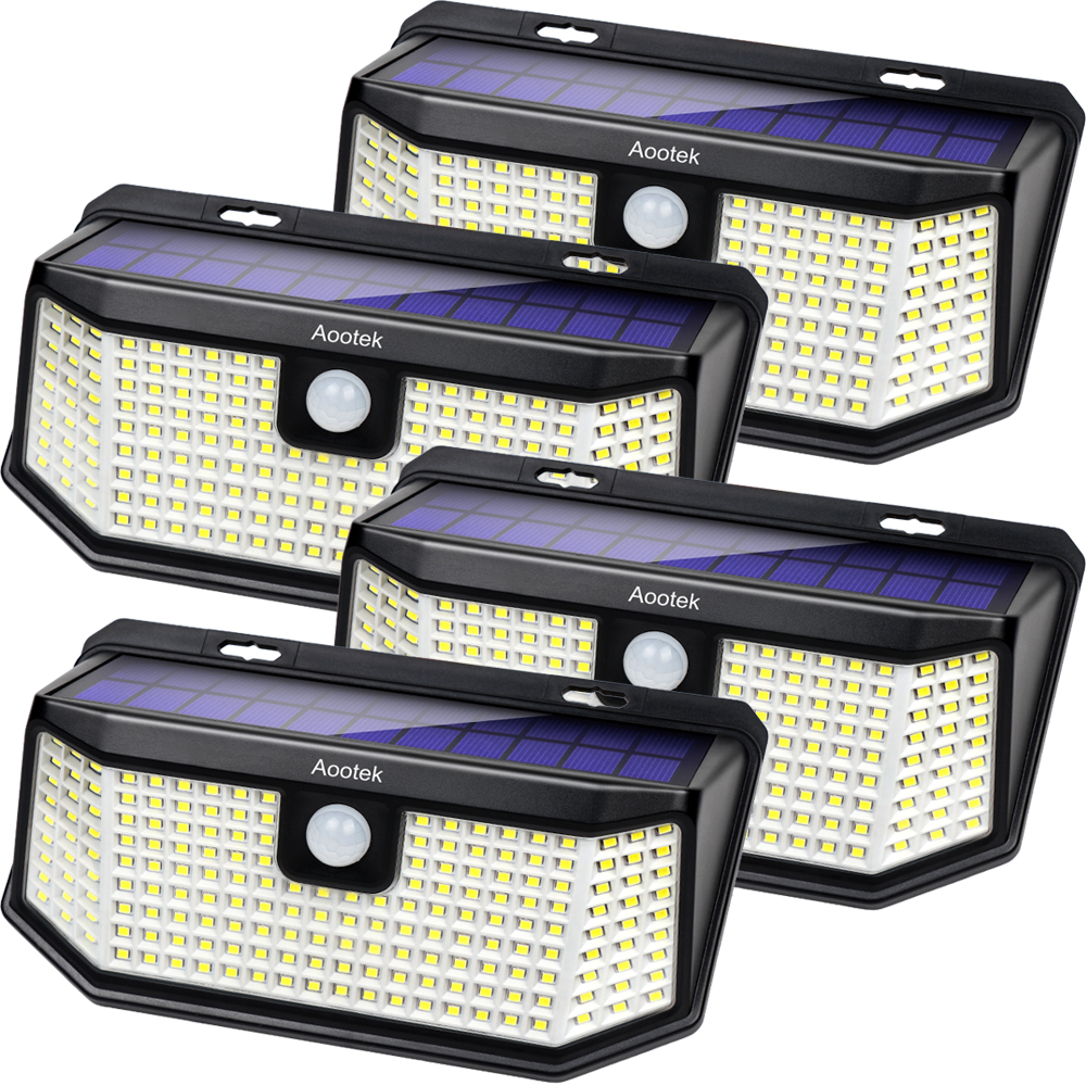 Aootek 238 Led Solar outdoor motion sensor lights upgraded Solar Panel ...